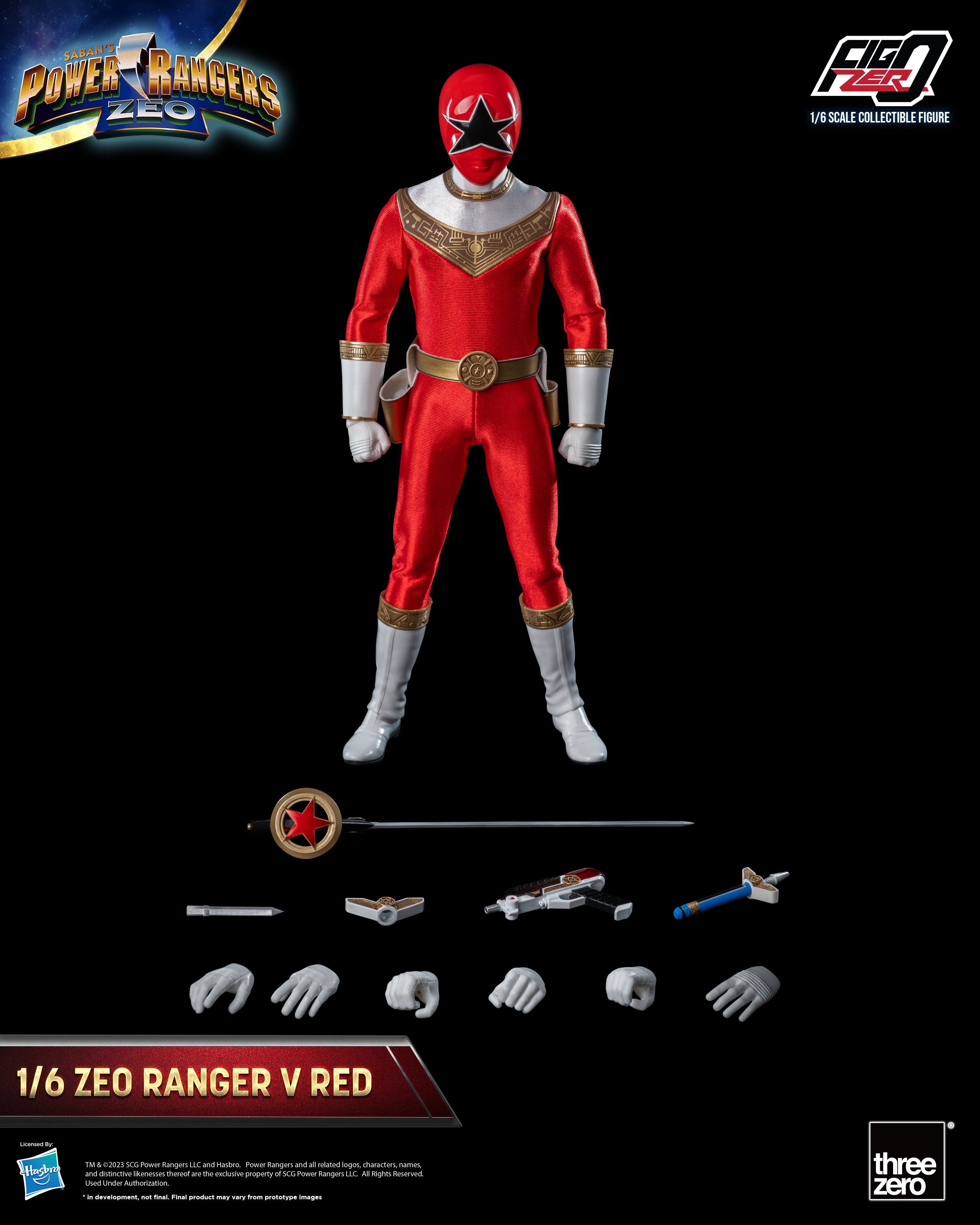 Threezero - FigZero Power Rangers Zeo - Zeo Ranger V Red – Ages Three ...