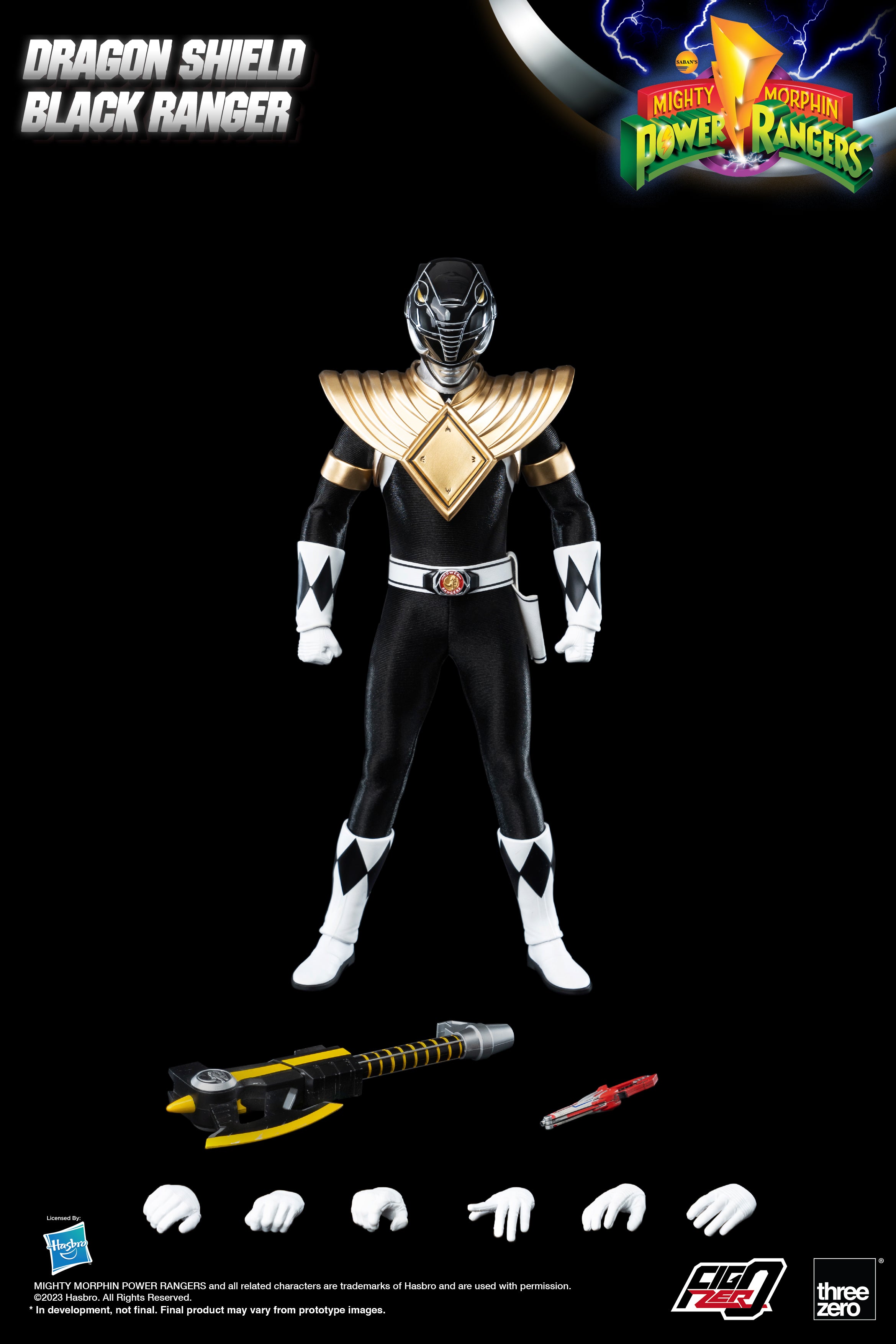 Threezero - FigZero Mighty Morphin Power Rangers - Dragon Shield Black ...