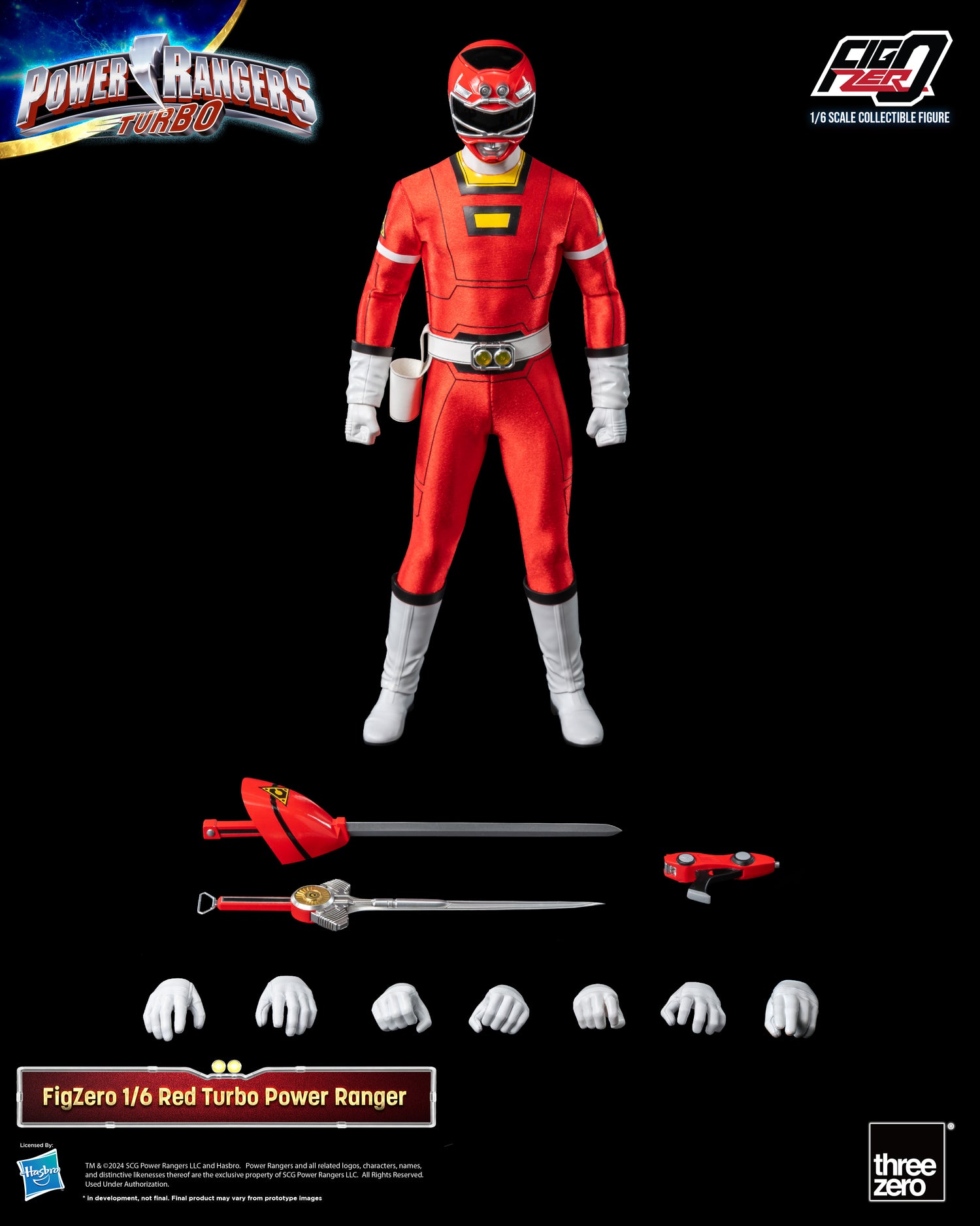 Threezero - FigZero Power Rangers Turbo - Red Turbo Ranger – Ages Three ...