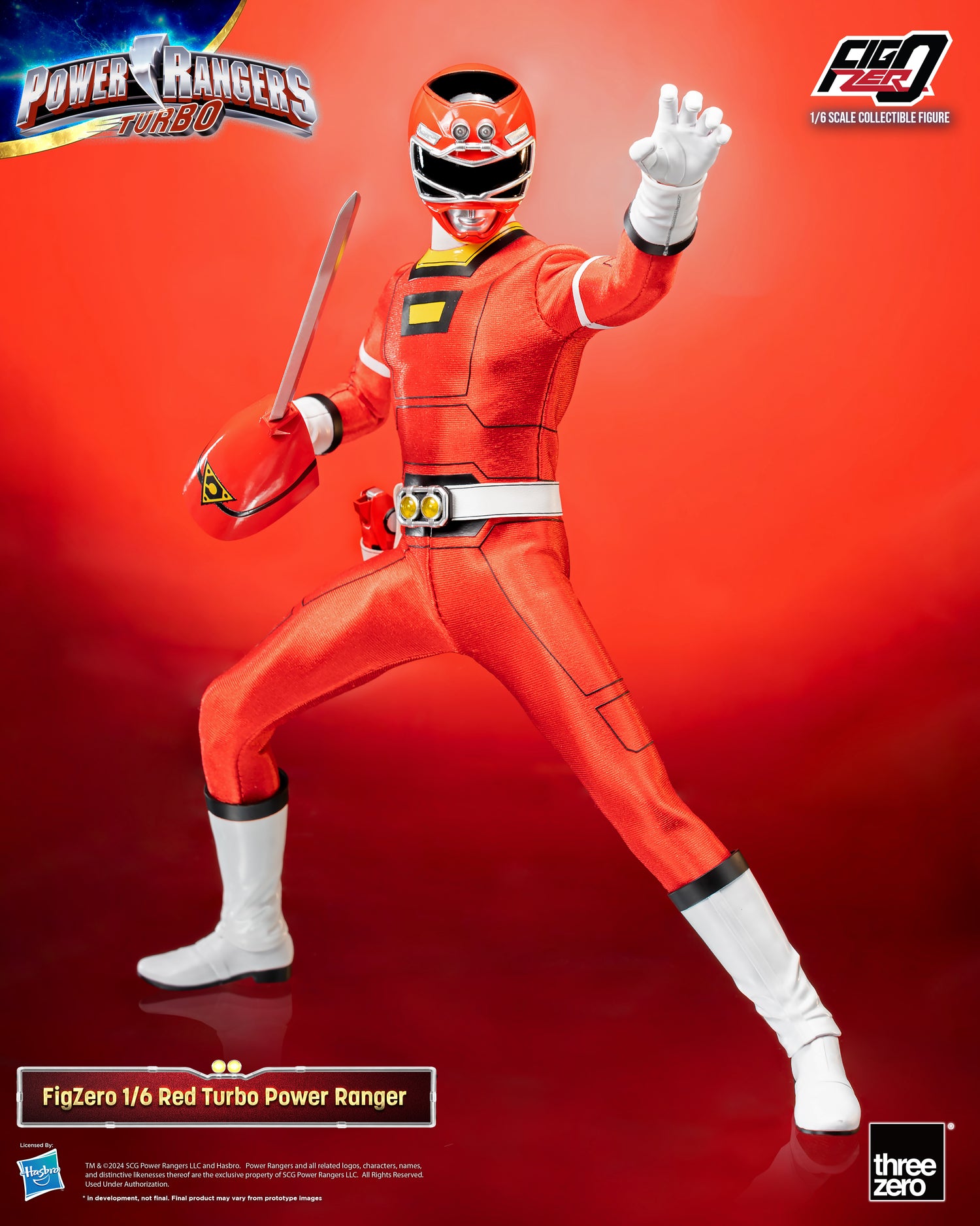 Threezero - FigZero Power Rangers Turbo - Red Turbo Ranger – Ages Three ...