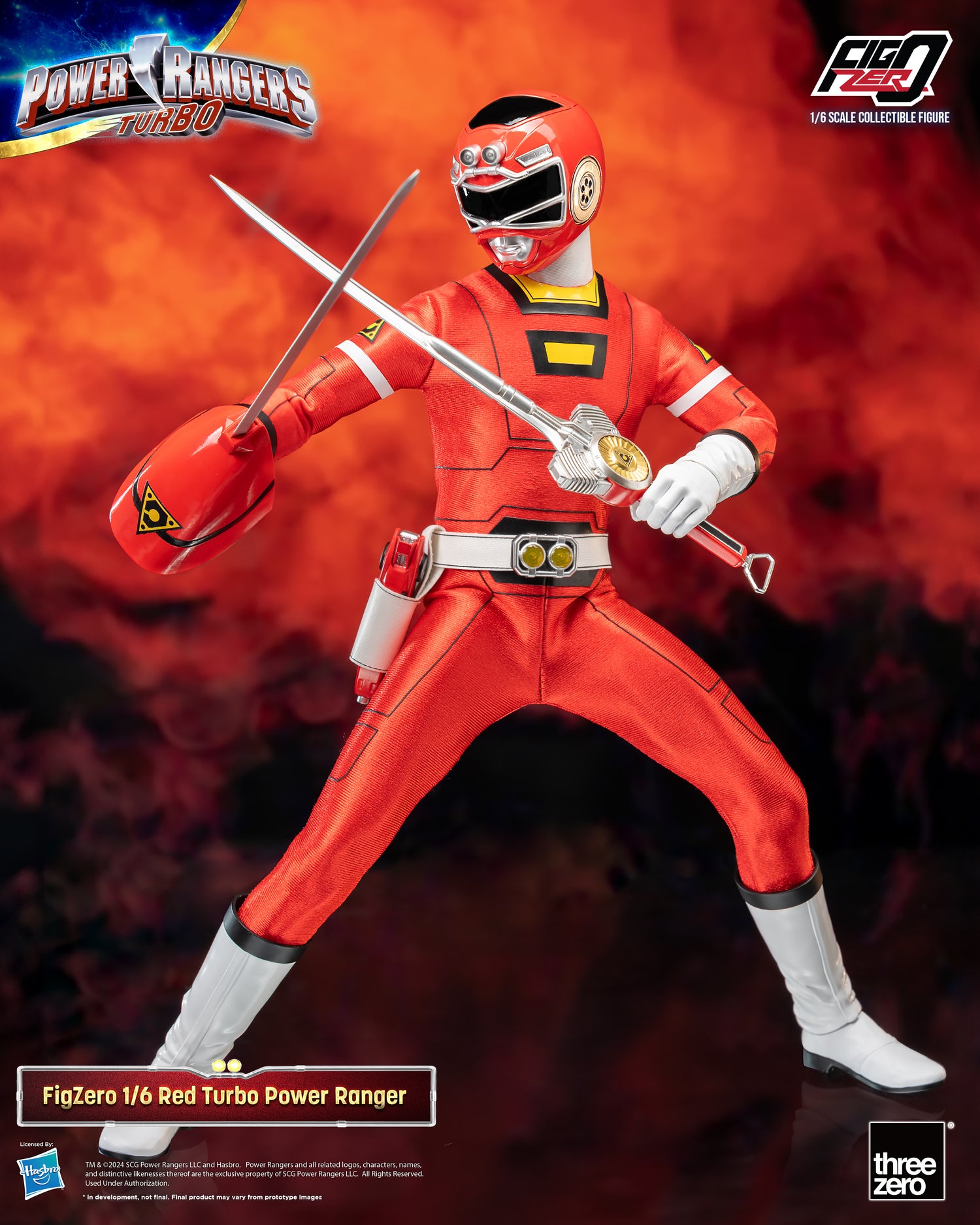 Threezero - FigZero Power Rangers Turbo - Red Turbo Ranger – Ages Three ...