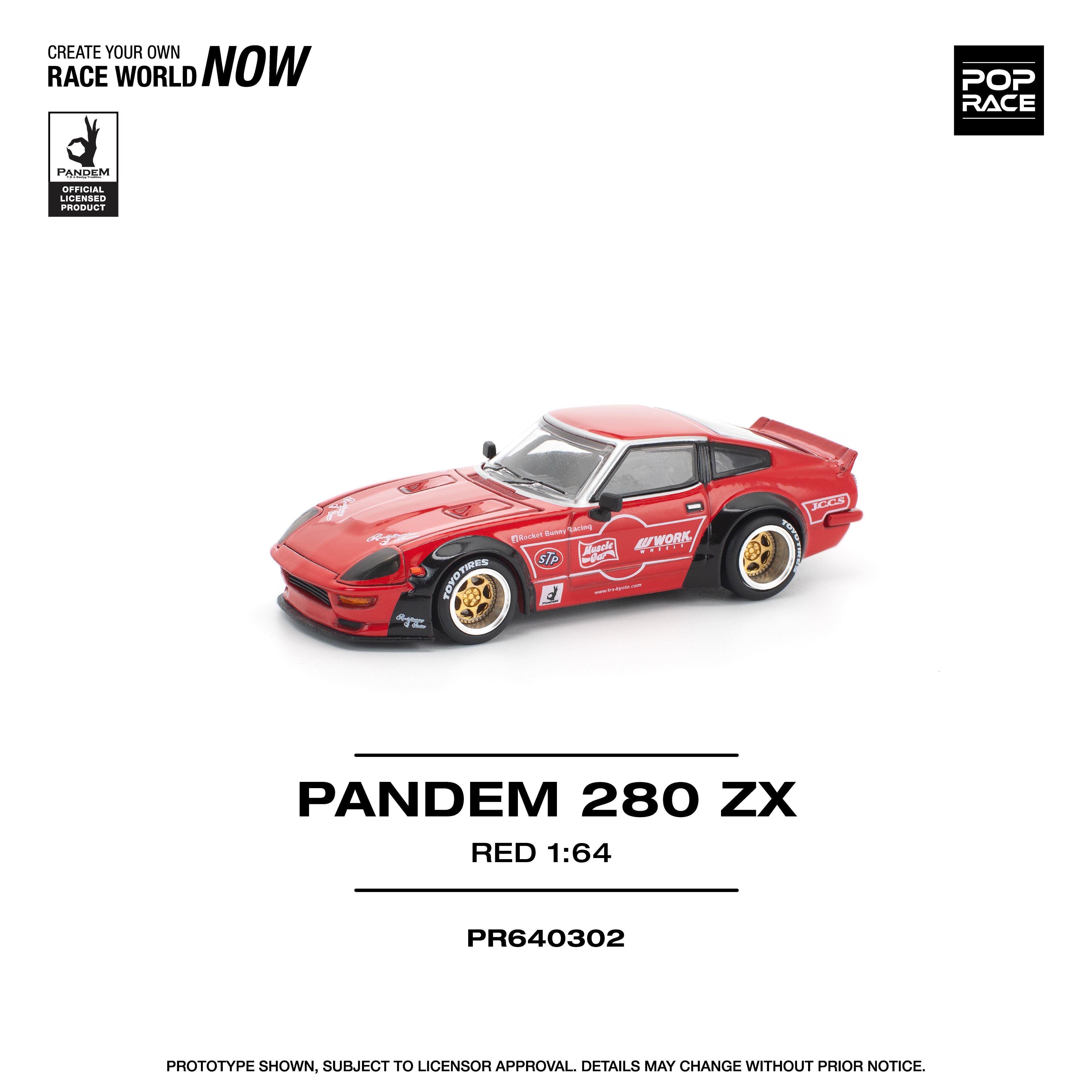 Pop Race - Pandemo 280ZX (Red) 1/64 Scale Diecast Model Car – Ages ...