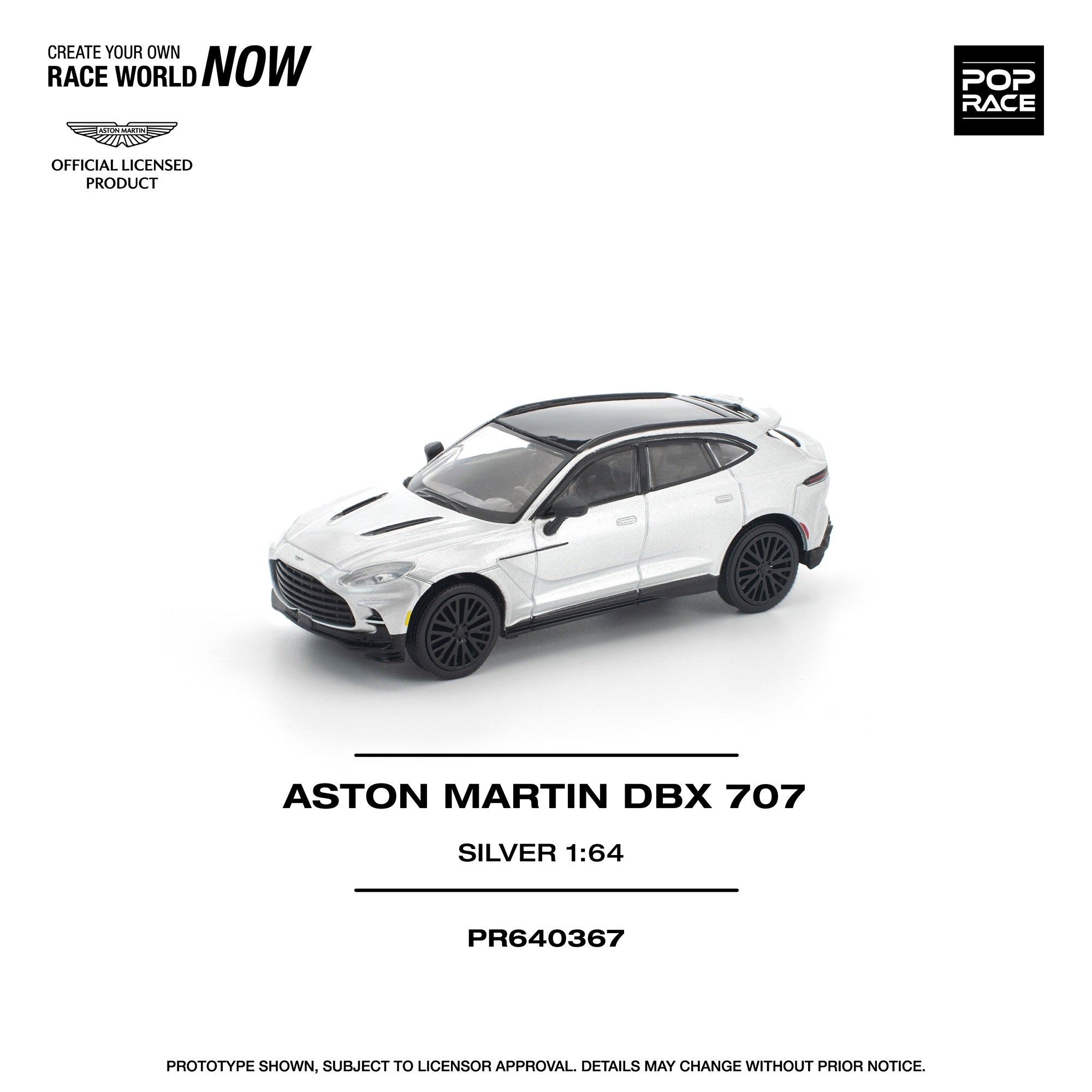 Pop Race - Aston Martin DBX 707 (Silver) 1/64 Scale Diecast Model Car ...