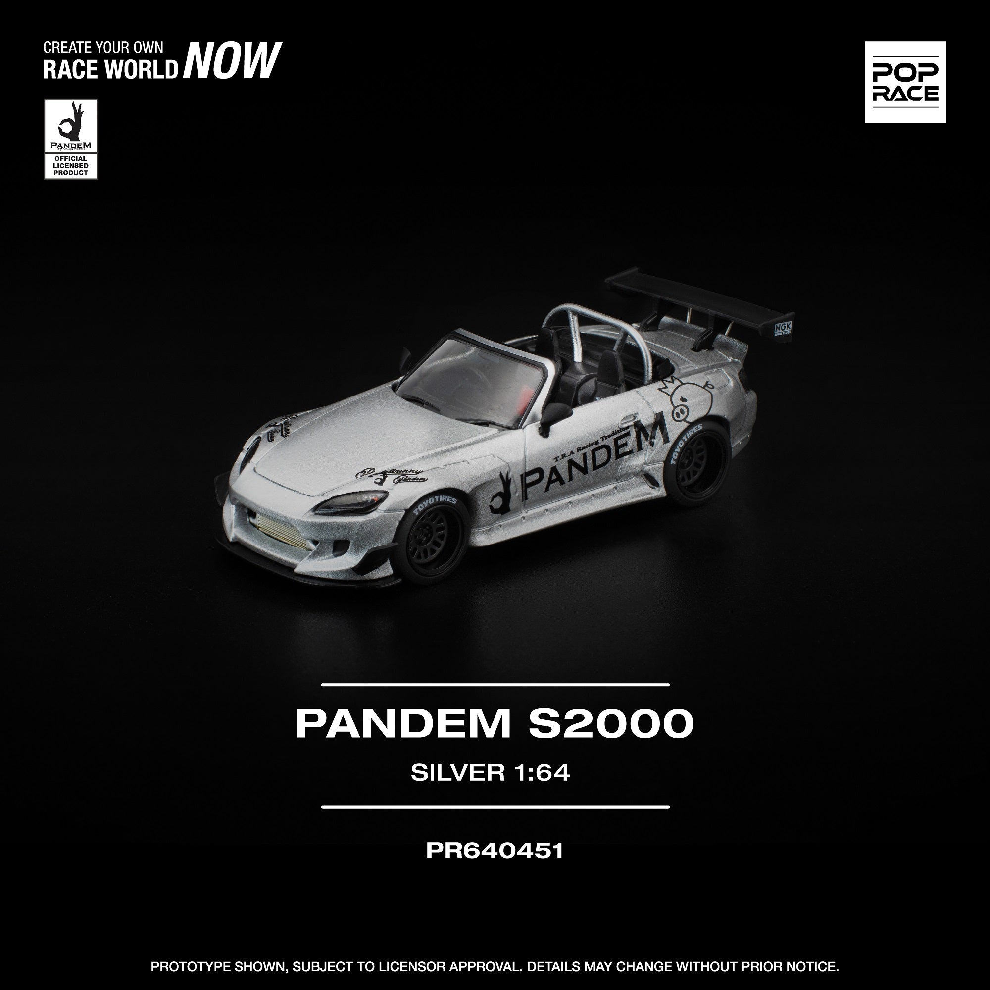 Pop Race - Pandem S2000 (Silver) 1/64 Scale Diecast Model Car – Ages ...